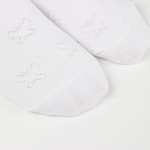 COTTON DAY Girls White Dressy Textured Short Socks Scallop Top Butterfly Design 6-8 Years Size M (8)