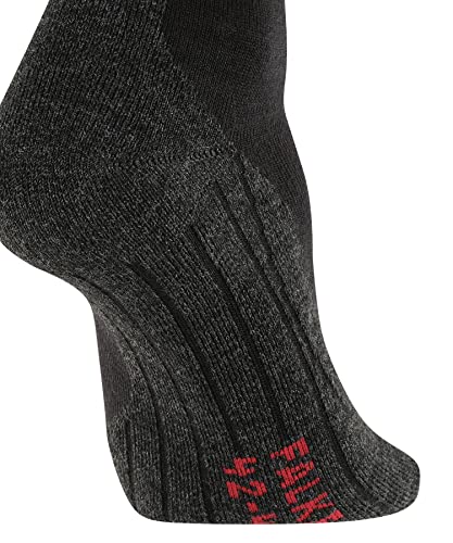 FALKE Men's TK2 Explore Crest Hiking Socks, Merino Wool, Mid Calf, Medium Padding, Max Comfort, Athletic Sock, Black (Black 3003), 12.5-13.5, 1 Pair
