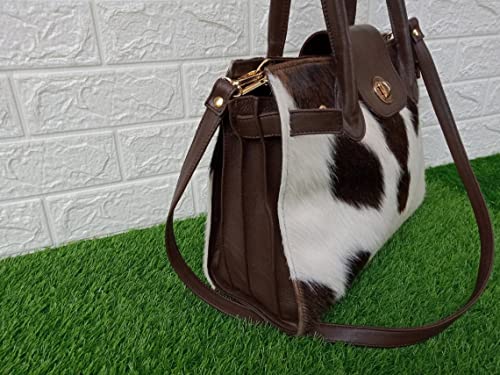 Cowhide Tote Bag | Cowhide Leather Tote Women Hair On Shoulder Bag Satchel Strap Handle Bag