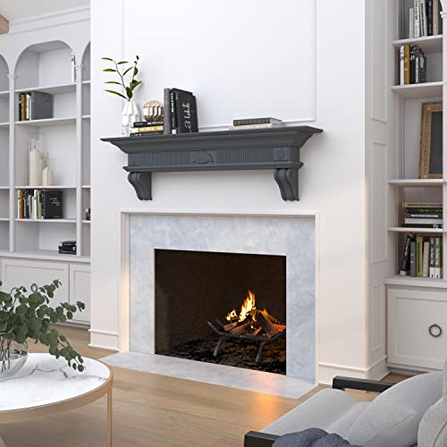 Pearl Mantels ARYB60416 Elegantly Detailed Wood Mantel Shelf, 60", Unfinished