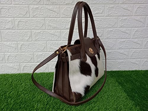 Cowhide Tote Bag | Cowhide Leather Tote Women Hair On Shoulder Bag Satchel Strap Handle Bag