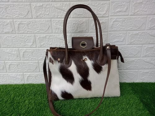 Cowhide Tote Bag | Cowhide Leather Tote Women Hair On Shoulder Bag Satchel Strap Handle Bag