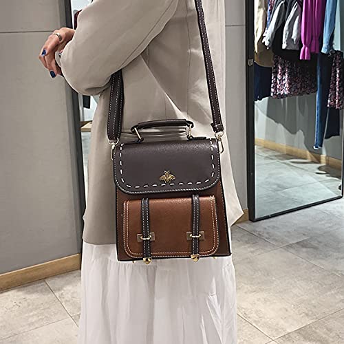 Fashion Women Backpack Mini PU Leather Backpack Travel Shoulder Bag for Girls Women Brown
