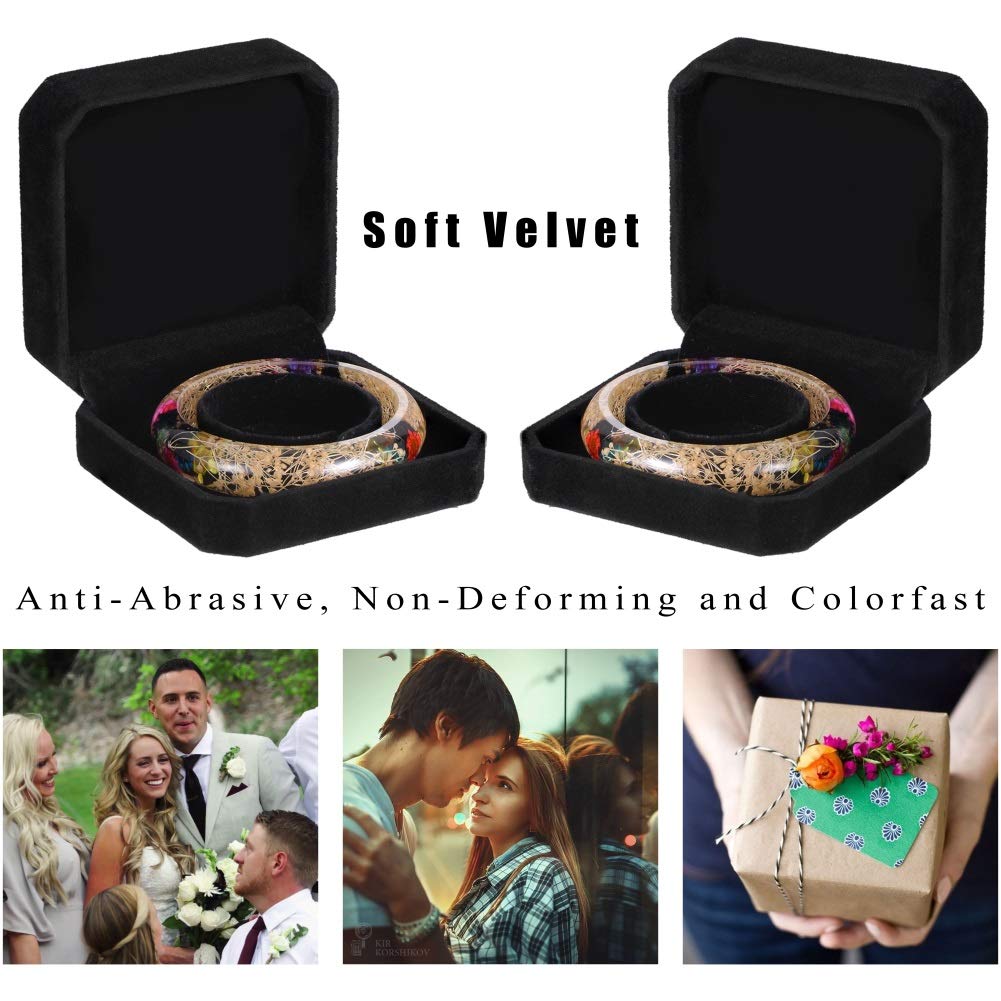HooAMI Square Black Velvet Bracelet Gift Box Jewelry Display