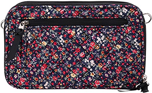 Brentano Cotton quilted double-zipper crossbody wallet purse and clutch (BABYSBREATH)