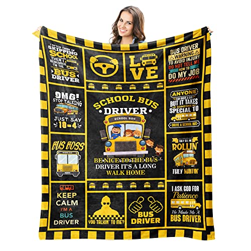 School Bus Driver Gifts for Women - Birthday Gifts for School Bus Driver - Back to School End Of Term Gifts for Bus Driver - Thank You Appreciation Gift for School Bus Driver - Throw Blanket 60"x50"