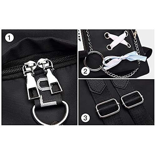 FENGJINRUHUA Mini Fashion Casual Ladies Bowknot Backpack Wallet Lightweight Travel School Shoulder Bag with Pompon (black)