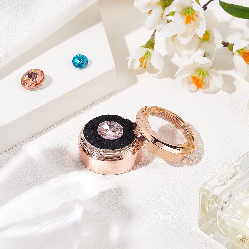 BENECREAT Rose Gold Stainless Steel Jewelry Gift Boxes with Velvet Cushion and Clear Glass Window, 1.3x0.6inch Gemstone Display Box for Small Gemstone Diamond Storage