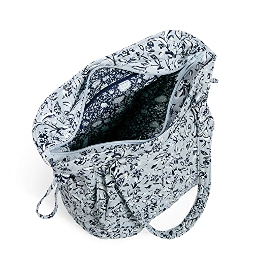 Vera Bradley Women's Cotton Glenna Satchel Purse, Perennials Gray - Recycled Cotton, One Size