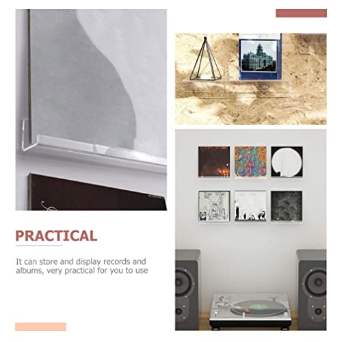 BESTonZON 4 Pack Vinyl Record Display Shelf, Wall- Mounted Acrylic Album Record Storage Rack, Acrylic Floating Shelves, Adhesive Clear Bookshelves, Toys Figure Display Shelf, for Bedroom, Bathroom