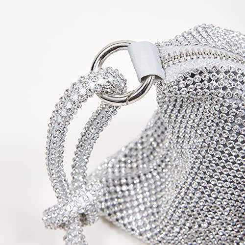 Women Rhinestone Handbag Chic Evening Purse Shiny Hobo bags Silver