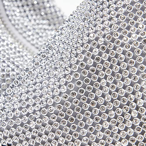 Women Rhinestone Handbag Chic Evening Purse Shiny Hobo bags Silver