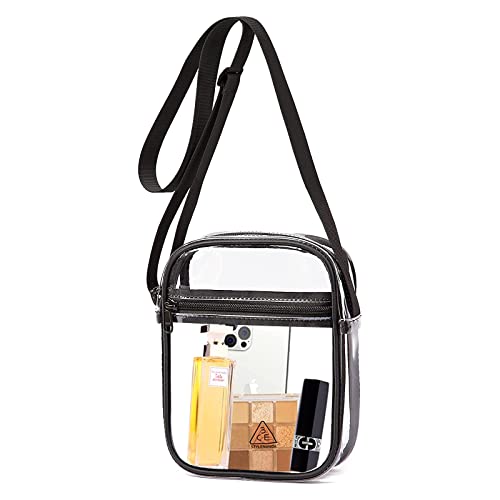 Grezea Clear Bag Stadium Approved, Crossbody Bags, Small Transparent Purse for Women See Through Handbag with Adjustable Strap for Concerts Sports Events, Fans, Game, Festivals…