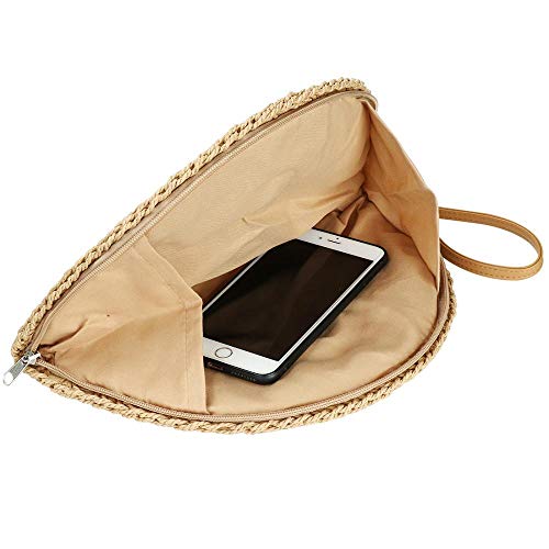 Straw Clutch Purse for Women Summer Wristlet Clutch Handbag Purse Woven Straw Bag Envelope Clutch Purse