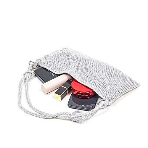 Women Rhinestone Handbag Chic Evening Purse Shiny Hobo bags Silver