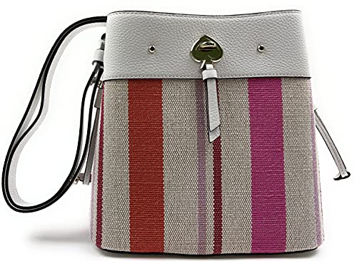 Kate Spade New York Marti Small Convertible Drawstring Bucket Bag (Stripe canvas)
