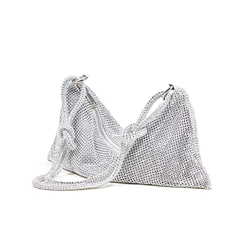 Women Rhinestone Handbag Chic Evening Purse Shiny Hobo bags Silver