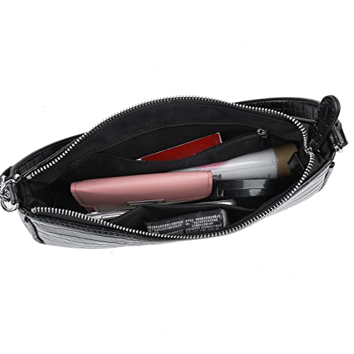 Shoulder Bags for Women, Retro Classic Tote HandBag Crocodile Pattern Clutch Purse with Zipper Closure