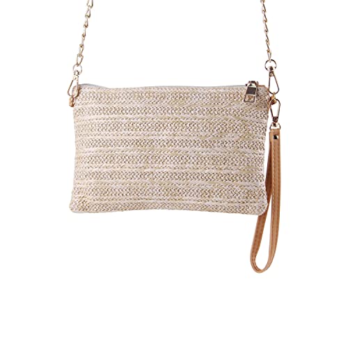 Ynport Women Straw Clutch Purse Bags Summer Straw Crossbody Bags Handmade Women Beach Envelope Shoulder Wallet