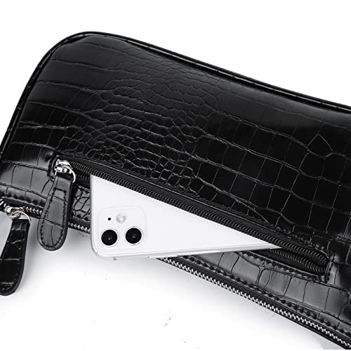 Shoulder Bags for Women, Retro Classic Tote HandBag Crocodile Pattern Clutch Purse with Zipper Closure
