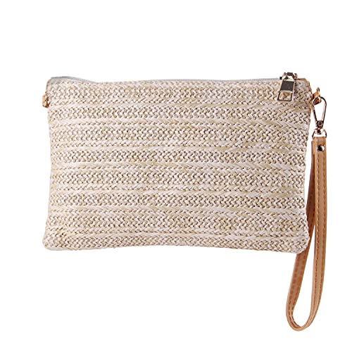 Ynport Women Straw Clutch Purse Bags Summer Straw Crossbody Bags Handmade Women Beach Envelope Shoulder Wallet