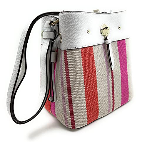 Kate Spade New York Marti Small Convertible Drawstring Bucket Bag (Stripe canvas)