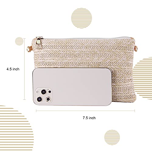 Ynport Women Straw Clutch Purse Bags Summer Straw Crossbody Bags Handmade Women Beach Envelope Shoulder Wallet