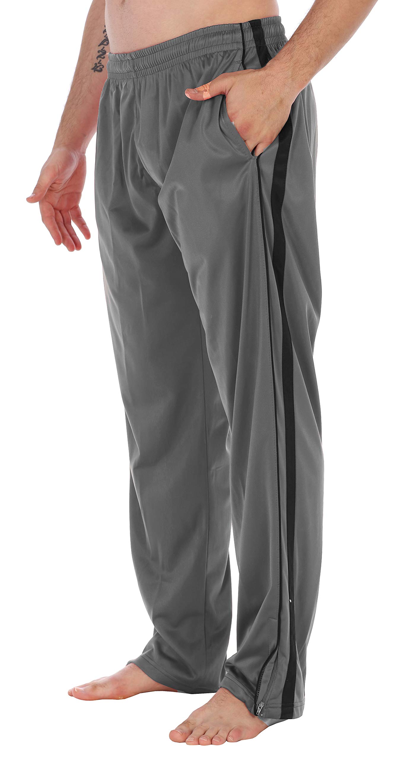 Gioberti Mens Athletic Track Pants, Silver, Large