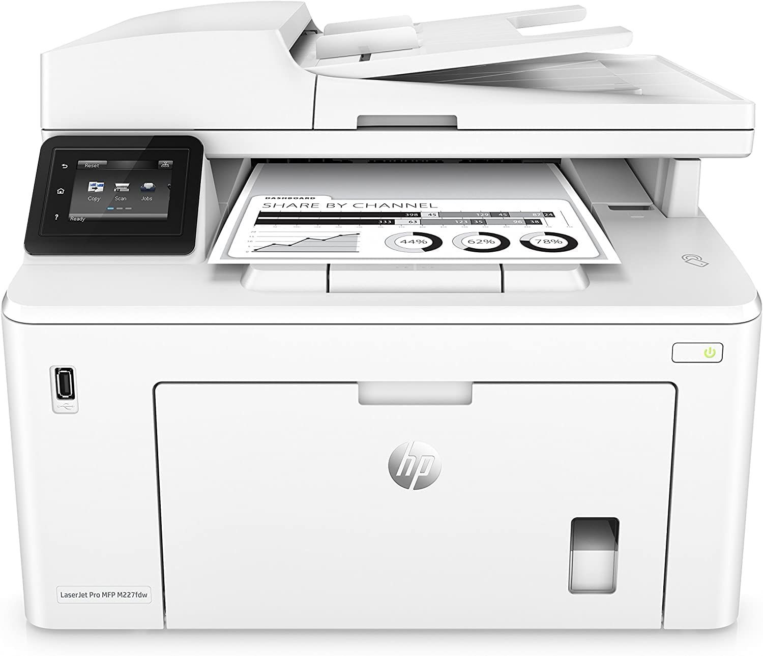 HP Laserjet Pro MFP M227fdw All-in-One Wireless Monochrome Laser Printer, Print Scan Copy Fax, Auto 2-Sided Printing, 1200 x 1200 dpi, 30 ppm, Compatible with Alexa, Bundle with JAWFOAL Printer Cable