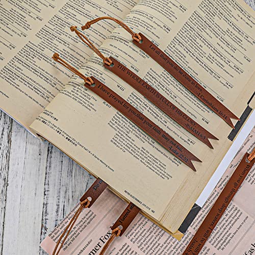 Prasacco 12 Pcs Leather Bible Bookmarks Christian Bookmarks Religious Bookmarks Inspirational Bible Verse Bookmarks for Men Women Church Gifts