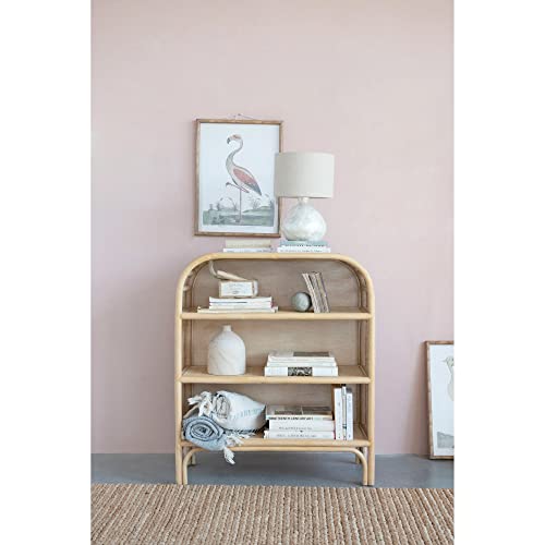 Creative Co-Op Handmade Rattan Curved Top and 3 Shelves Shelf, 35" L x 16" W x 32" H, Natural