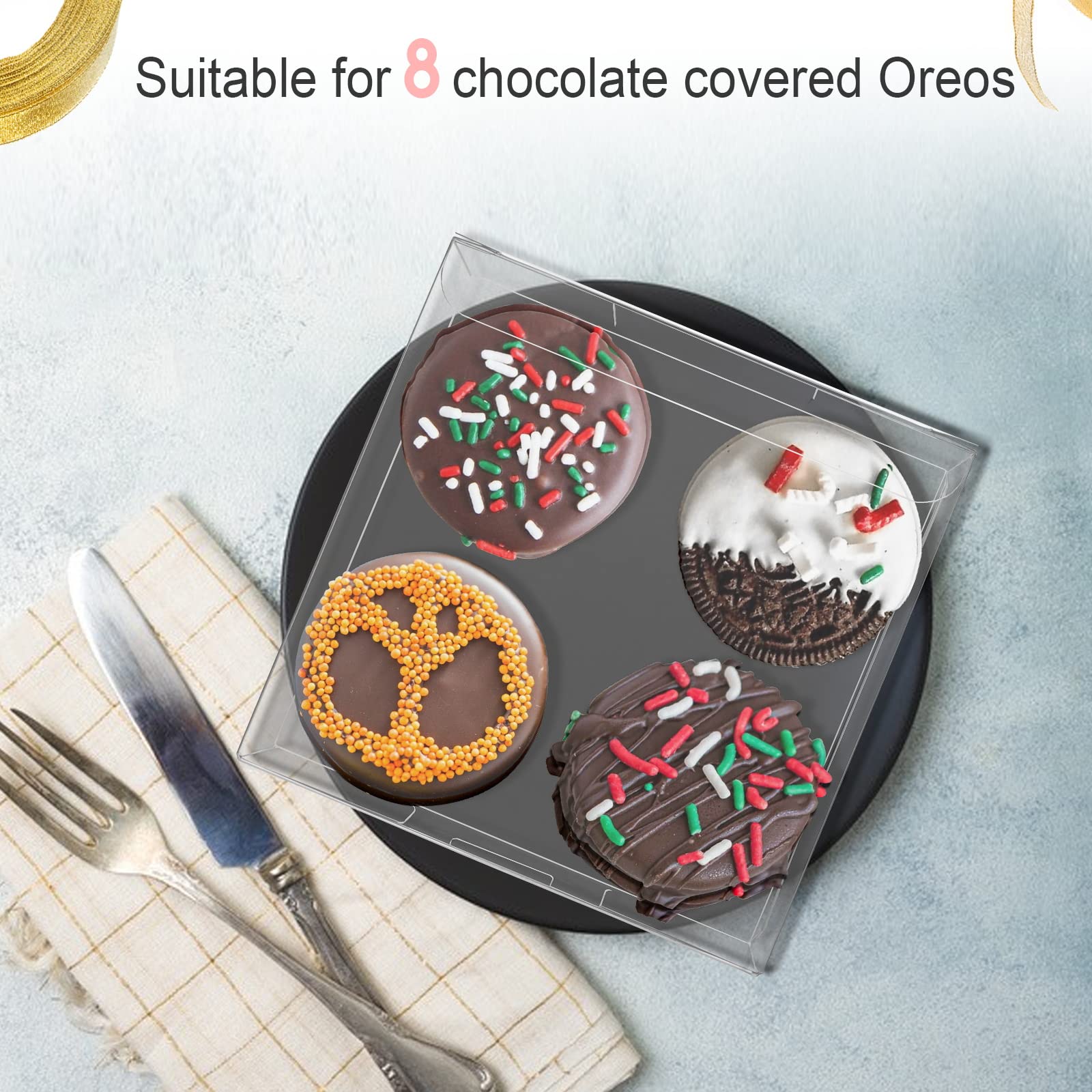 Vowcarol 4x4x1.5 Boxes Clear Sugar Cookies Containers, Wedding Favour Boxes Transparent Gift Boxes for Candy Chocolate Valentine - 50PCS