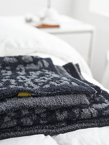 Adory Sweety Fleece Knit Throw Blanket Double-Sided Leopard Lightweight Cozy Microfiber Super Soft Thick Plush Fluffy Yarn Sofa Bed 51x71 Inches Black