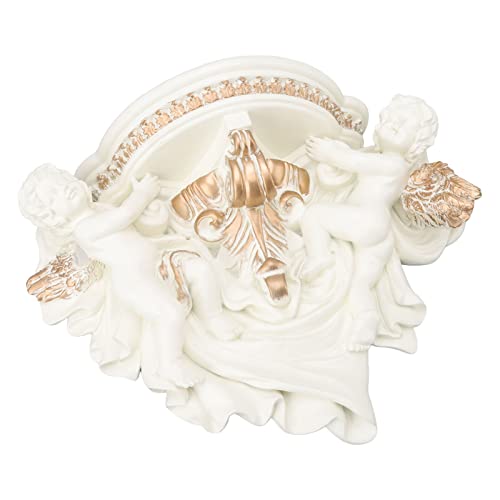 Tgoon Angel Wall Shelf, Stable Exquisite Wall Shelf Resin for Bedroom(Beige Gold)