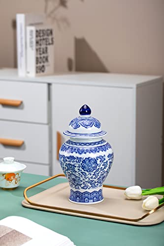 GaLouRo Blue and White Ginger Jars for Home Décor,Small Chinoiserie Porcelain, Good Ideal for Room, Office Decoration,9.8" H