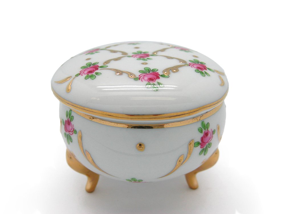 Essence of Europe Gifts Classic Victorian Themed Desert Rose Ceramic Vintage 2.5" Round Jewelry Box | GermanGiftOutlet