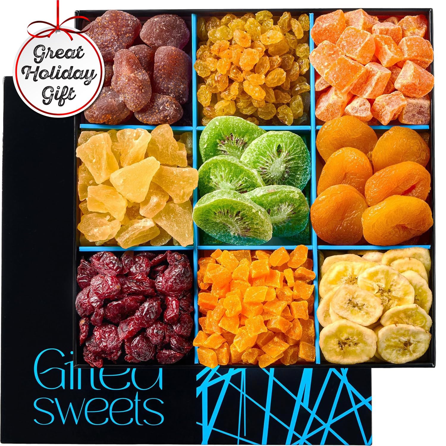 Dried Fruit Platter - 9 Variety Fruit - Dried Fruit Gift Tray - Healthy Fruit Gift Basket - Gourmet HolidayGift Box