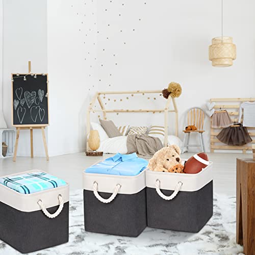 KEEGH Fabric Cube Storage Bins 10.5x10.5 Foldable Storage Bins Small Cube Organizer Baskets for Closet Shelf Nursery Bedroom Office Organizing,Sturdy Storage Box with Handles, Black