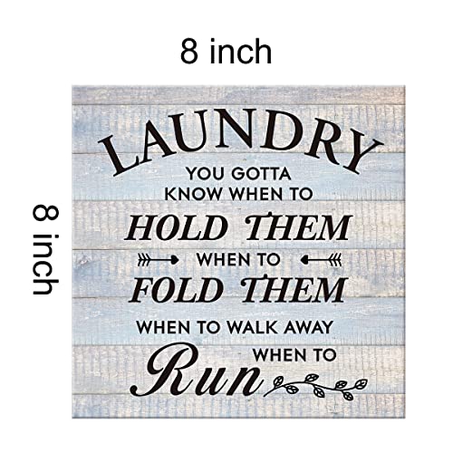 Laundry Room Sign Funny Wall Art Prints Canvas Painting Rustic Laundry You Gotta Know When to Hold Them Print Country Home Decor 8" x 8"