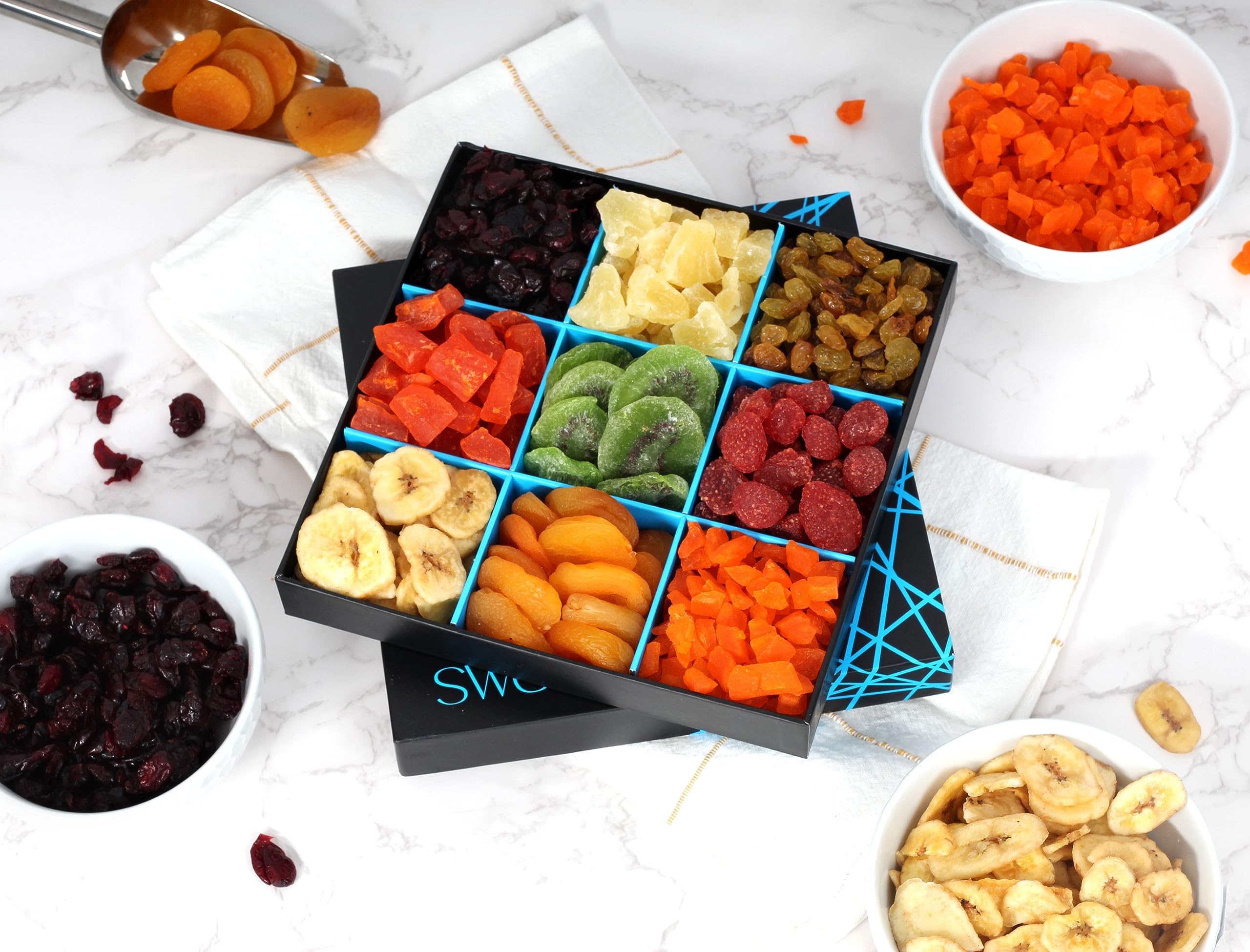 Dried Fruit Platter - 9 Variety Fruit - Dried Fruit Gift Tray - Healthy Fruit Gift Basket - Gourmet HolidayGift Box
