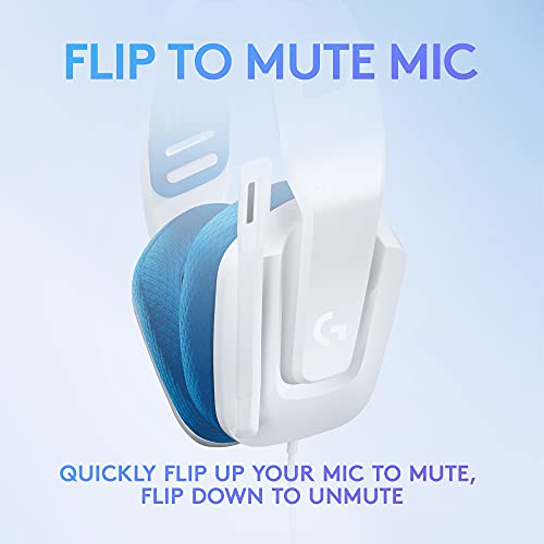 Logitech G335 Wired Gaming Headset, with Flip to Mute Microphone, 3.5mm Audio Jack, Memory Foam Earpads, Lightweight, Compatible with PC, Playstation, Xbox, Nintendo Switch β White (Renewed)