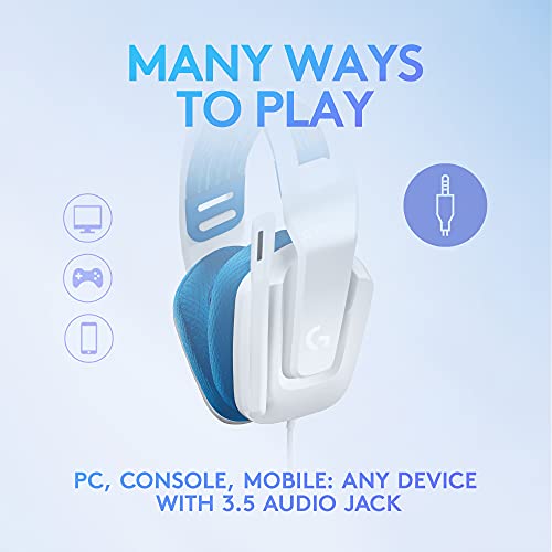 Logitech G335 Wired Gaming Headset, with Flip to Mute Microphone, 3.5mm Audio Jack, Memory Foam Earpads, Lightweight, Compatible with PC, Playstation, Xbox, Nintendo Switch β White (Renewed)