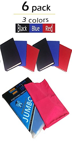 School Book Covers – 6 Frustration Free, Long Lasting Stretchable Fabric Jumbo Book Covers with 3 Post It Pads. Jumbo 9" x 12". Fit Textbooks. Perfect for School and Gifts.
