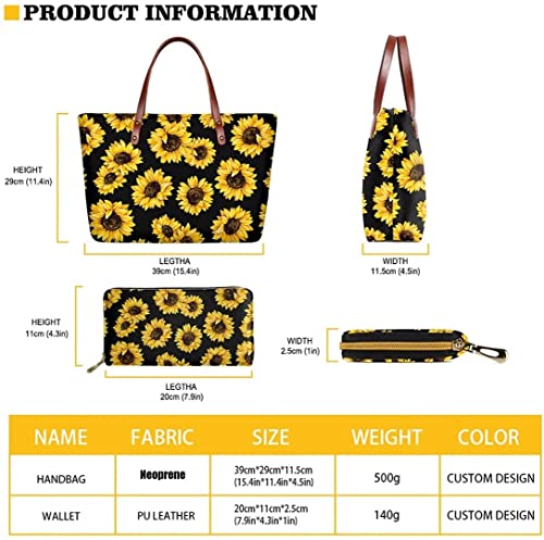 Allinterest Cute Penguin Printed Women 2pcs Handbag Set Satchel Bag PU Leather Wallet Large Top Handle Tote Bag