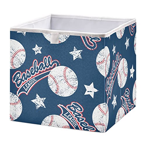 Vintage Baseball Star Sport Closet Organizers Storage Cubes Storage Bins Shelf Baskets Containers for Home Kids Room Toys Office