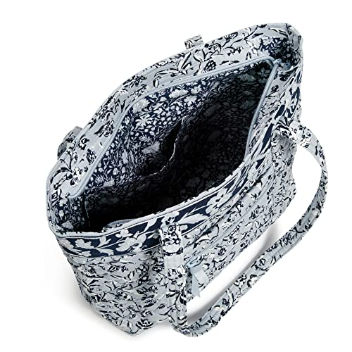 Vera Bradley Women's Cotton Small Vera Tote Bag, Perennials Gray - Recycled Cotton, One Size