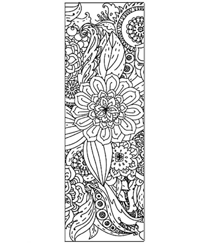Floral Flower Coloring Bookmarks - Anti Stress - Art Therapy - Adult Coloring Bulk 50 Pack Same Design Great for Large Groups Coloring Contests Improved Paper Book Marker Print On Front and Back