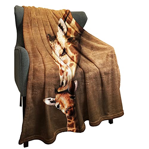 HommomH Fleece Blanket 50" x 60" Giraffe, Mother Love, First Kiss Lightweight Fuzzy Cozy Soft Warm Throw for Kids Men Women, Air Conditioning