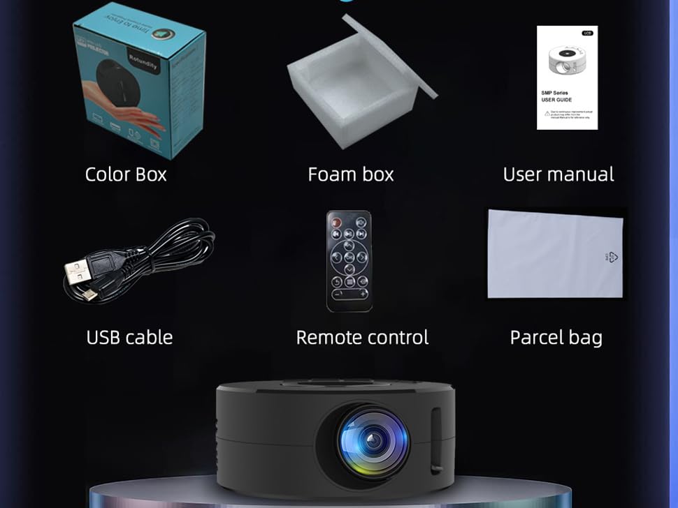 Portable Home Mini USB Projector for Phone with Remote Controller Built-in Speaker,Audio Port,Android iOS Phone Tablet USB Flash Driver Compatible