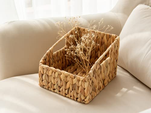 StorageWorks Water Hyacinth Wicker Baskets with Built-in Handles, Hand Woven Baskets for Organizing, Natural, 2 Pack
